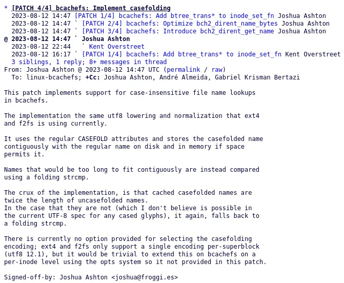 Casefolding For Bcachefs File-System Posted - Phoronix