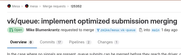 Blumenkrantz Optimizes Mesa Vulkan Submission Merging - Some Test Cases ...