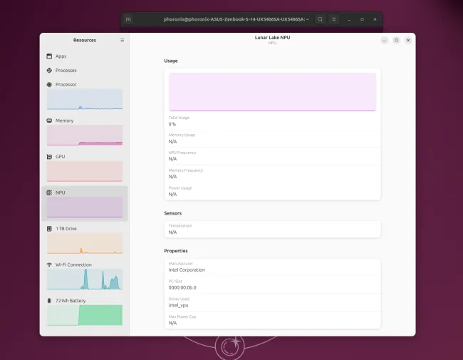 Resources System Monitoring App For GNOME Now Displays NPU Usage - Phoronix