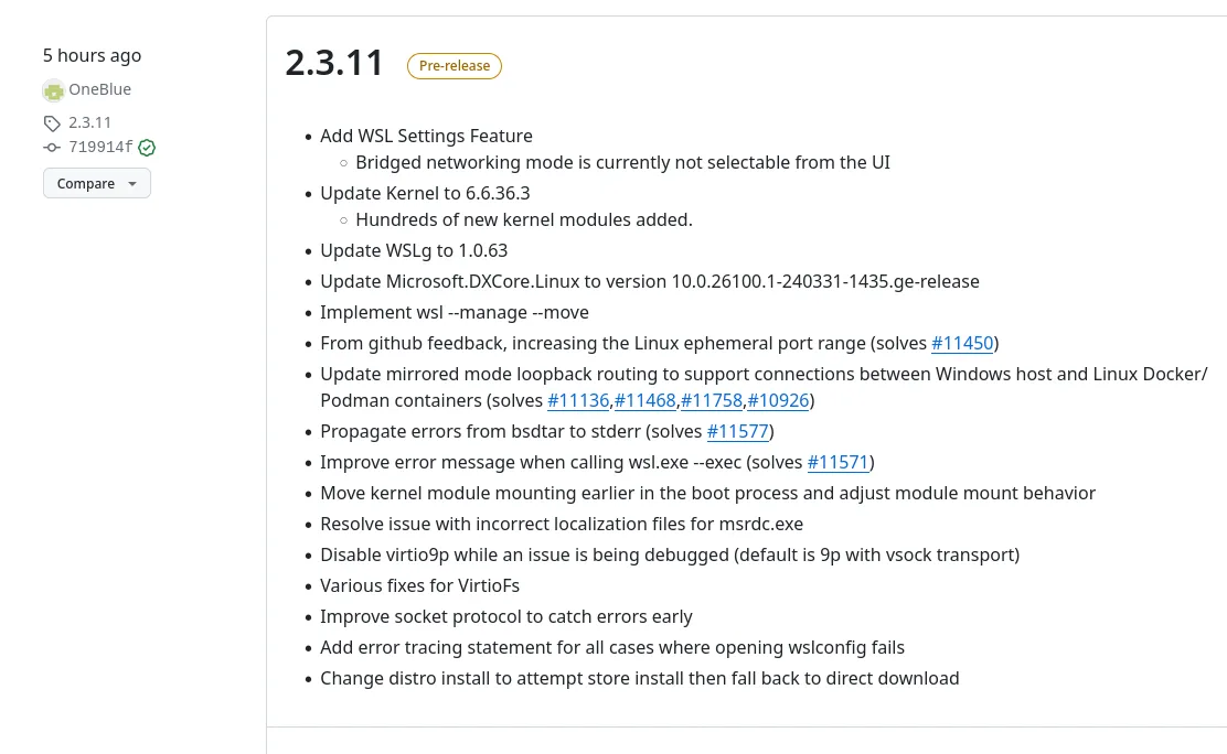 Microsoft's WSL 2.3.11 Brings "Hundreds Of New Kernel Modules" & New ...