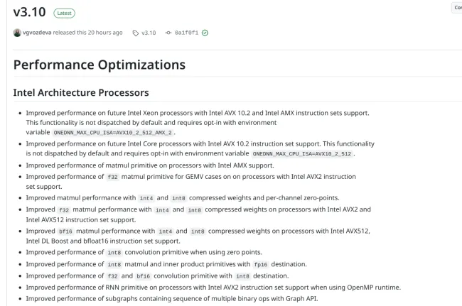 oneDNN 3.10 Continues Preparing For Future Intel CPUs With AVX 10.2 ...