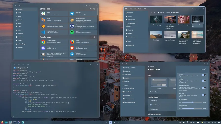 COSMIC Desktop's Frosted Glass Is Giving Windows Aero Vibes - Phoronix
