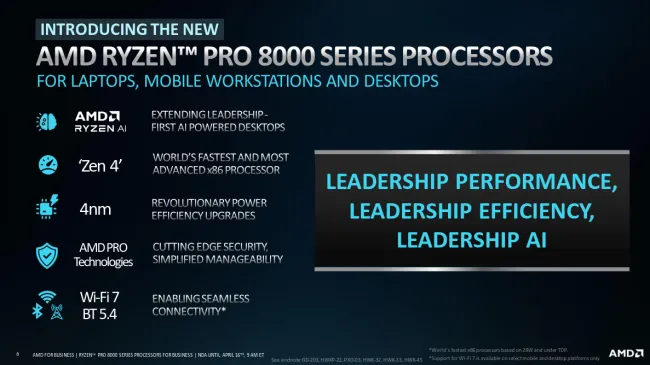 AMD Announces Ryzen PRO 8840 & PRO 8000G Series CPUs - Phoronix