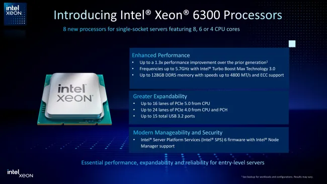 Intel Announces Xeon 6300 Series - Tops Out At 8-Core Xeon 6369P For $545 USD - Phoronix