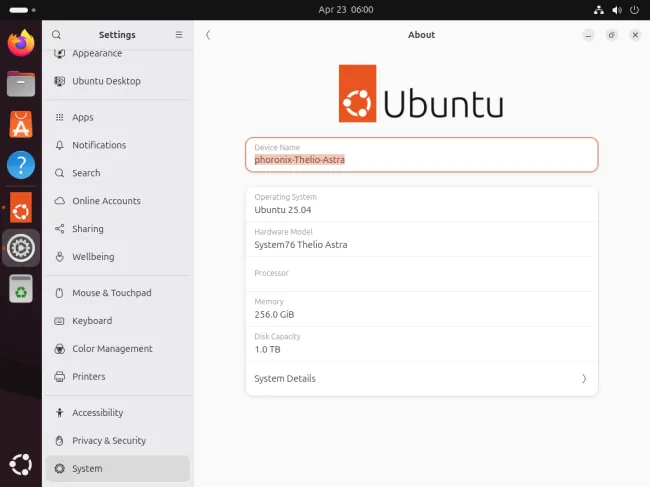 Ubuntu 25.04 Advancing The Performance Of The System76 Thelio Astra ...