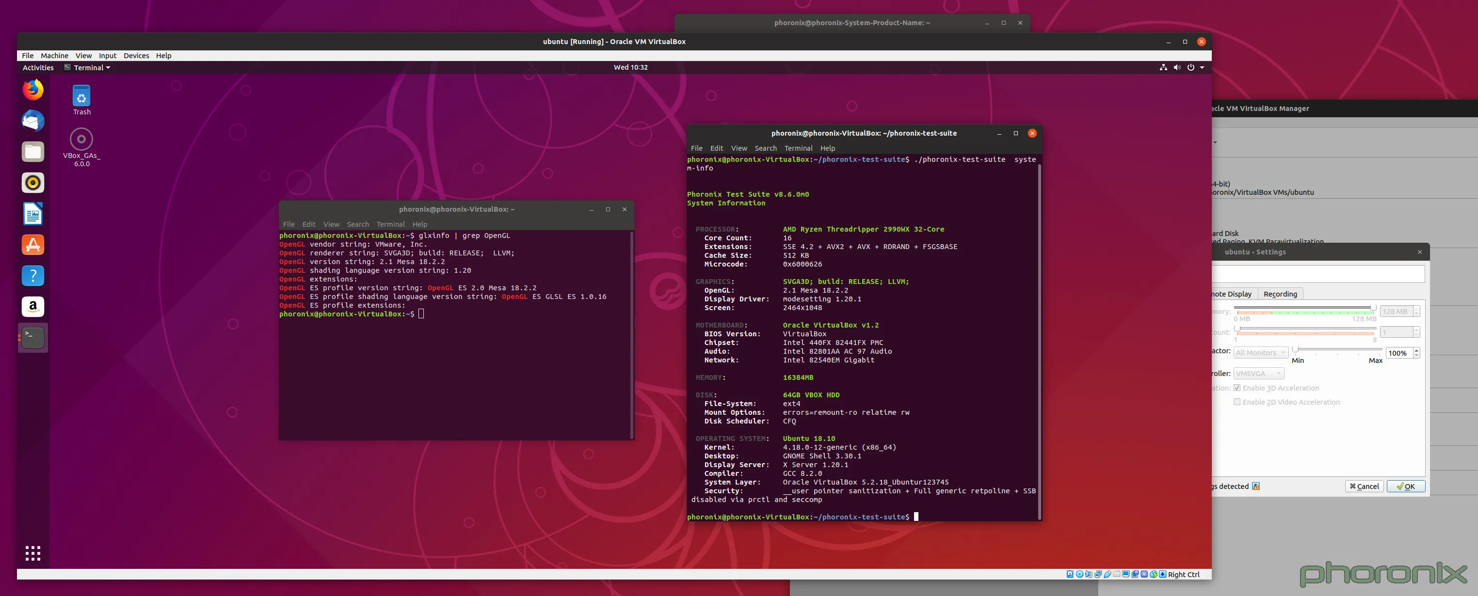Phoronix Virtualbox 60 3dopengl Performance With Vmsvga Adapter Image Virtualbox 60 Vmsvga